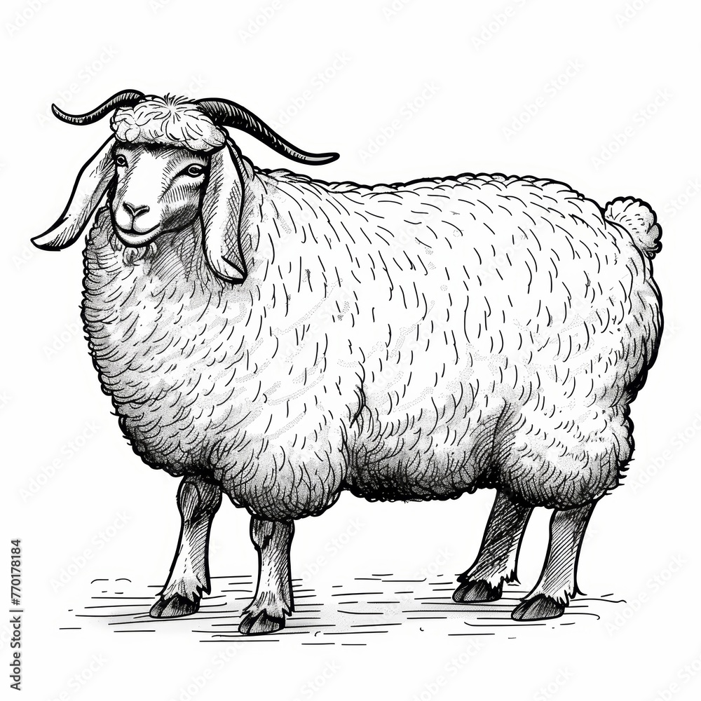 a simple of Angora Goat, Farm animal, simple vector svg illustration ...