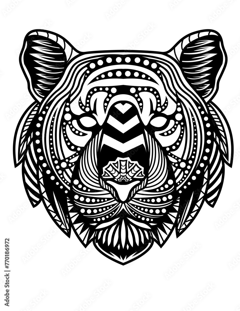 Mandala Tiger Illustration, Tiger Head Clipart, Roar Cut File, Wild ...