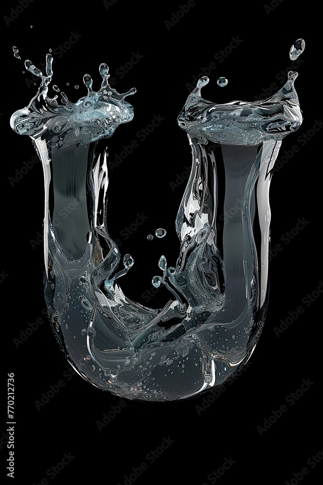 The "U" is rendered in a liquid form, its structure a dance of water ...