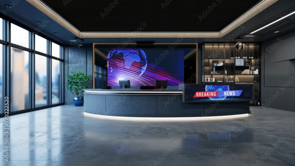 3D Virtual TV Studio News, Backdrop For TV Shows .TV On Wall.3D Virtual ...