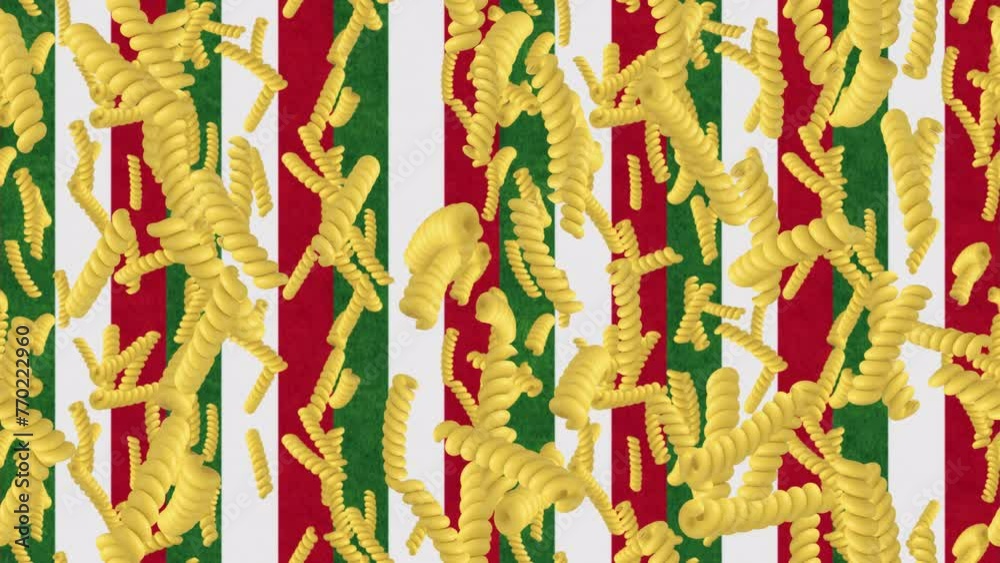 Italian food pasta Fusilli restaurant background loop tile swirling ...