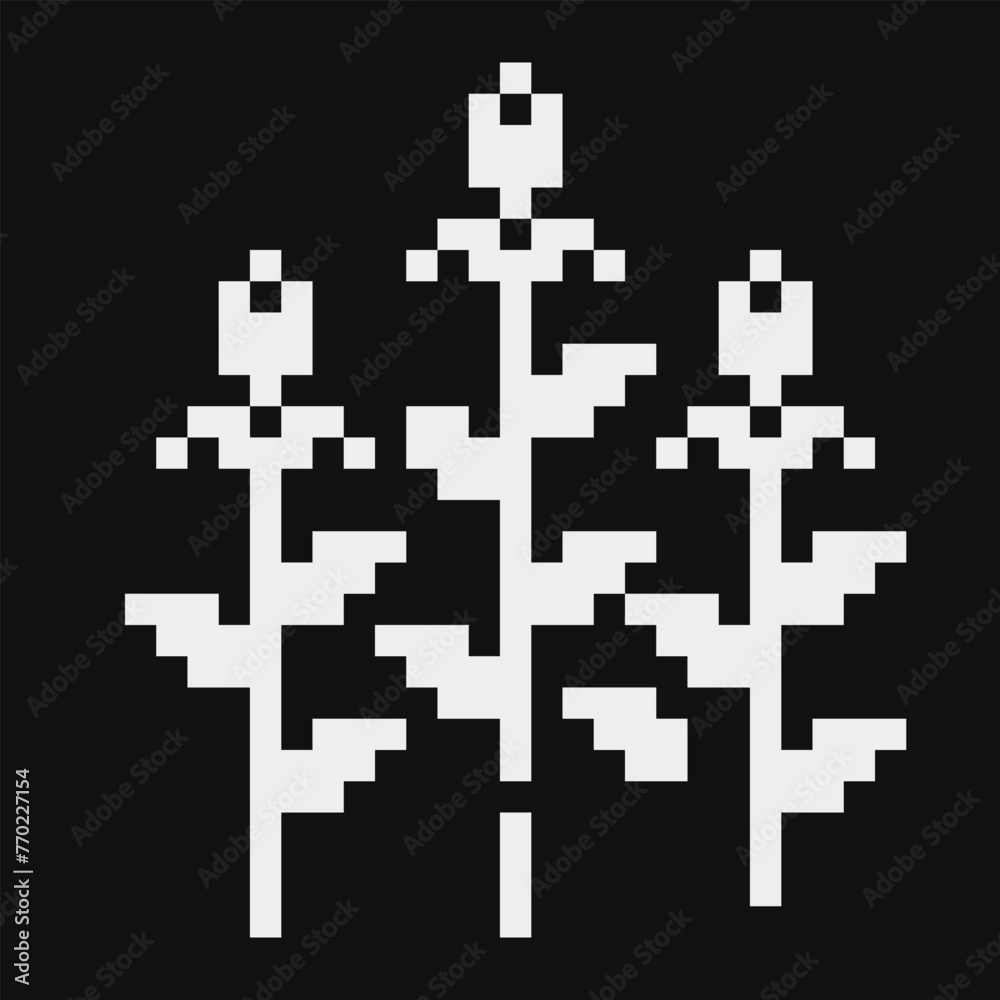 Herb. Leaf pixel art icon, eco plant logo. Isolated vector illustration ...