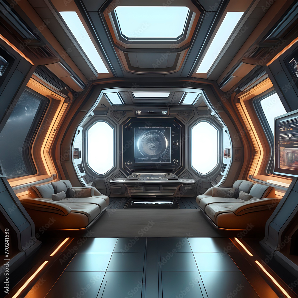 3D digital art showcasing realistic room interiors of futuristic ...