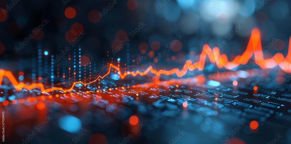 a chart showing an uptrend,A chart of the financial stock market with ...