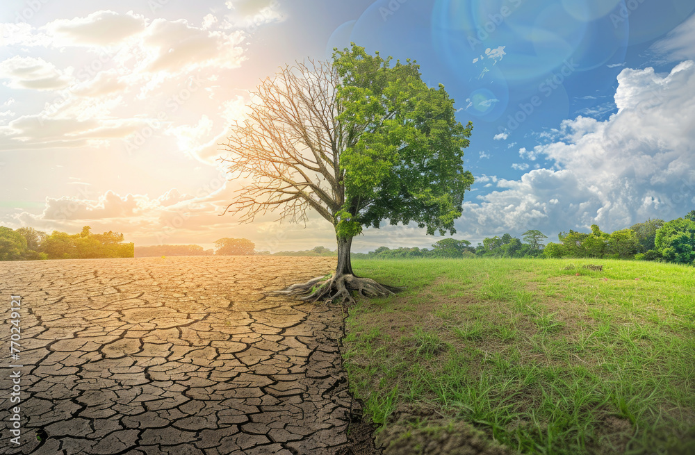 A striking visual metaphor of the environmental impact, with one side ...