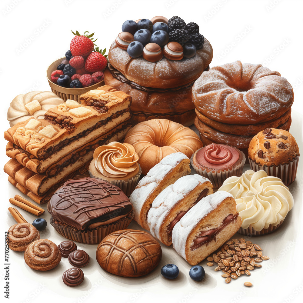 Decadent Pastry Assortment, Artisan Confectionery Showcase, Gourmet ...