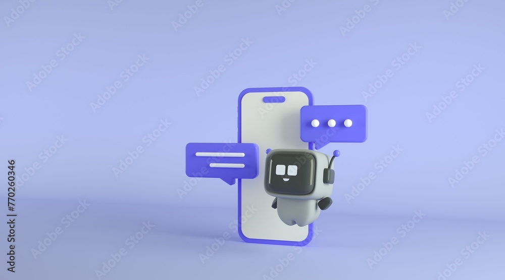 3D artificial intelligence. Digital brain neural network, AI servers and robots technology ...