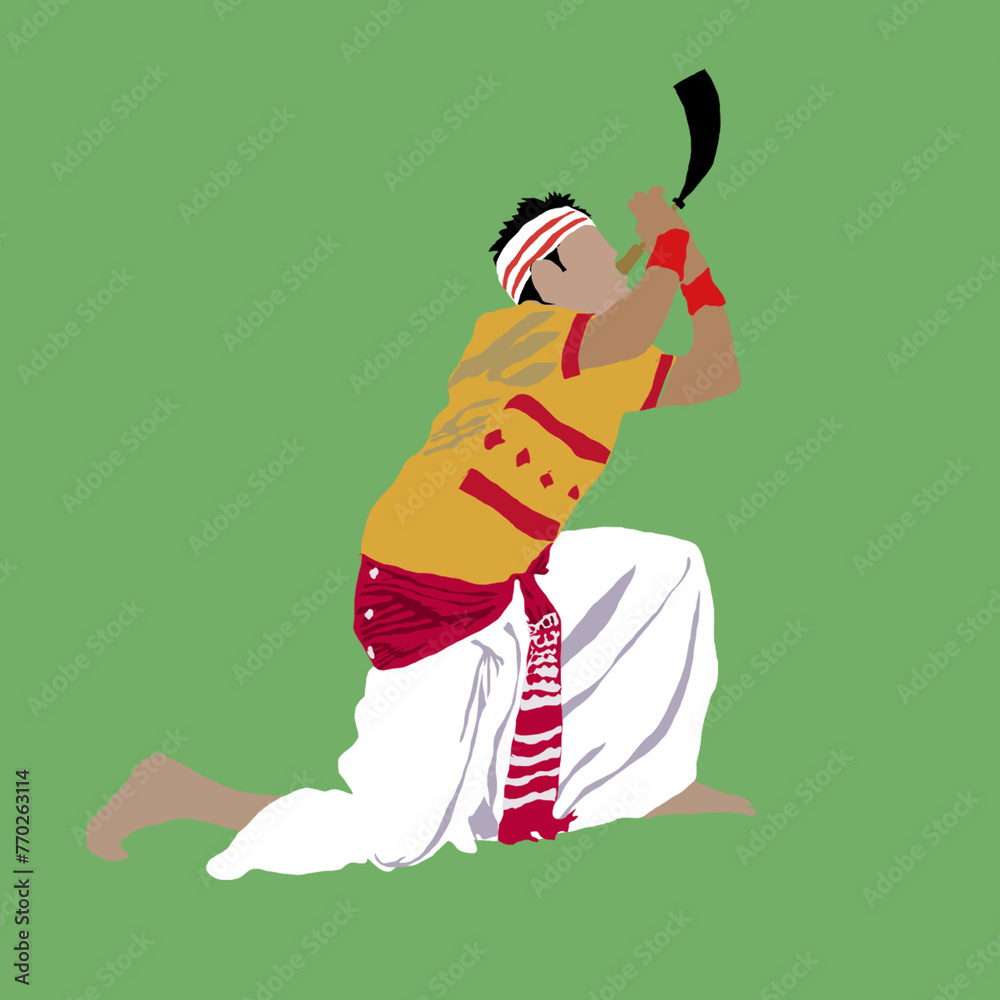 illustration of a assamese man wearing bihu traditional dress ...