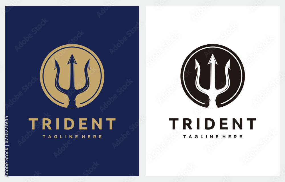 Trident Neptune God Poseidon Circular Circle logo design Stock Vector ...