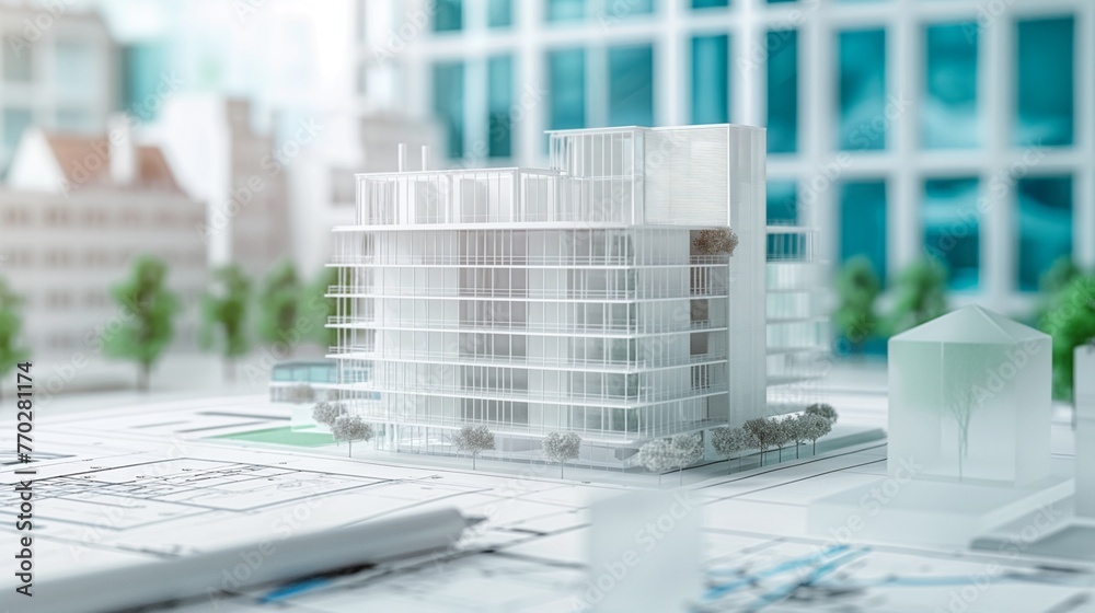 Blueprints of industrial buildings with detailed landmarks and ...