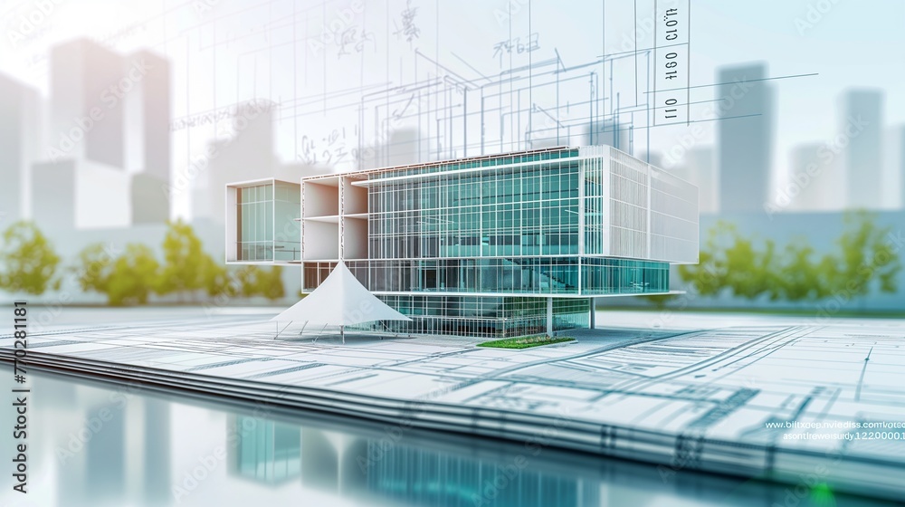 Blueprints of industrial buildings with detailed landmarks and ...