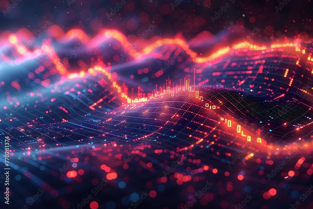 ภาพประกอบสต็อก Vibrant Digital Interpretation of a Complex Financial ...