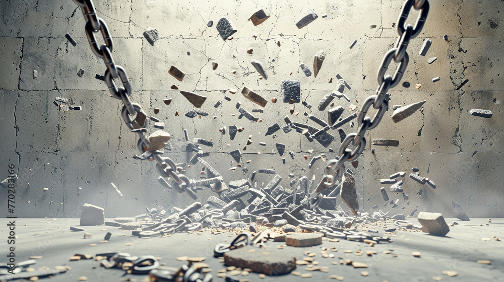 Breaking Boundaries: Symbolic Image of Broken Chains and Walls Stock ...