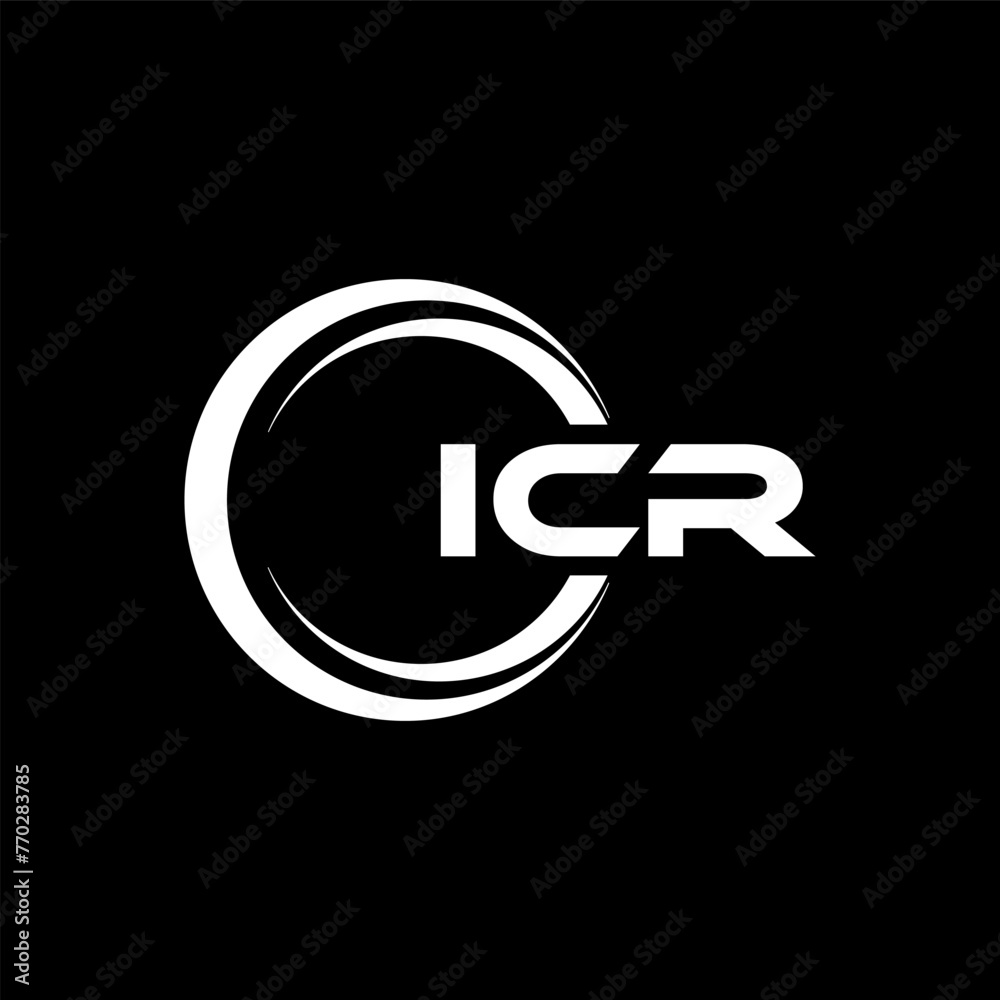ICR letter logo design with black background in illustrator, cube logo ...