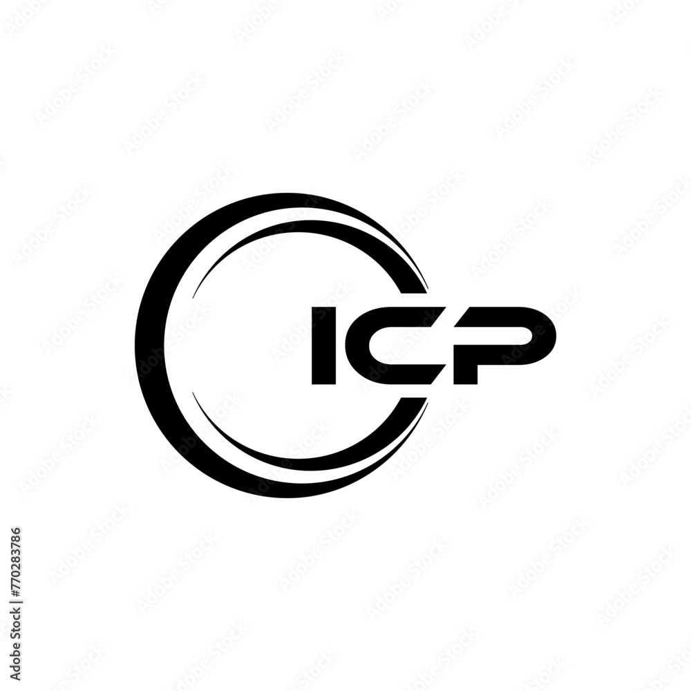 ICP letter logo design with white background in illustrator, cube logo ...