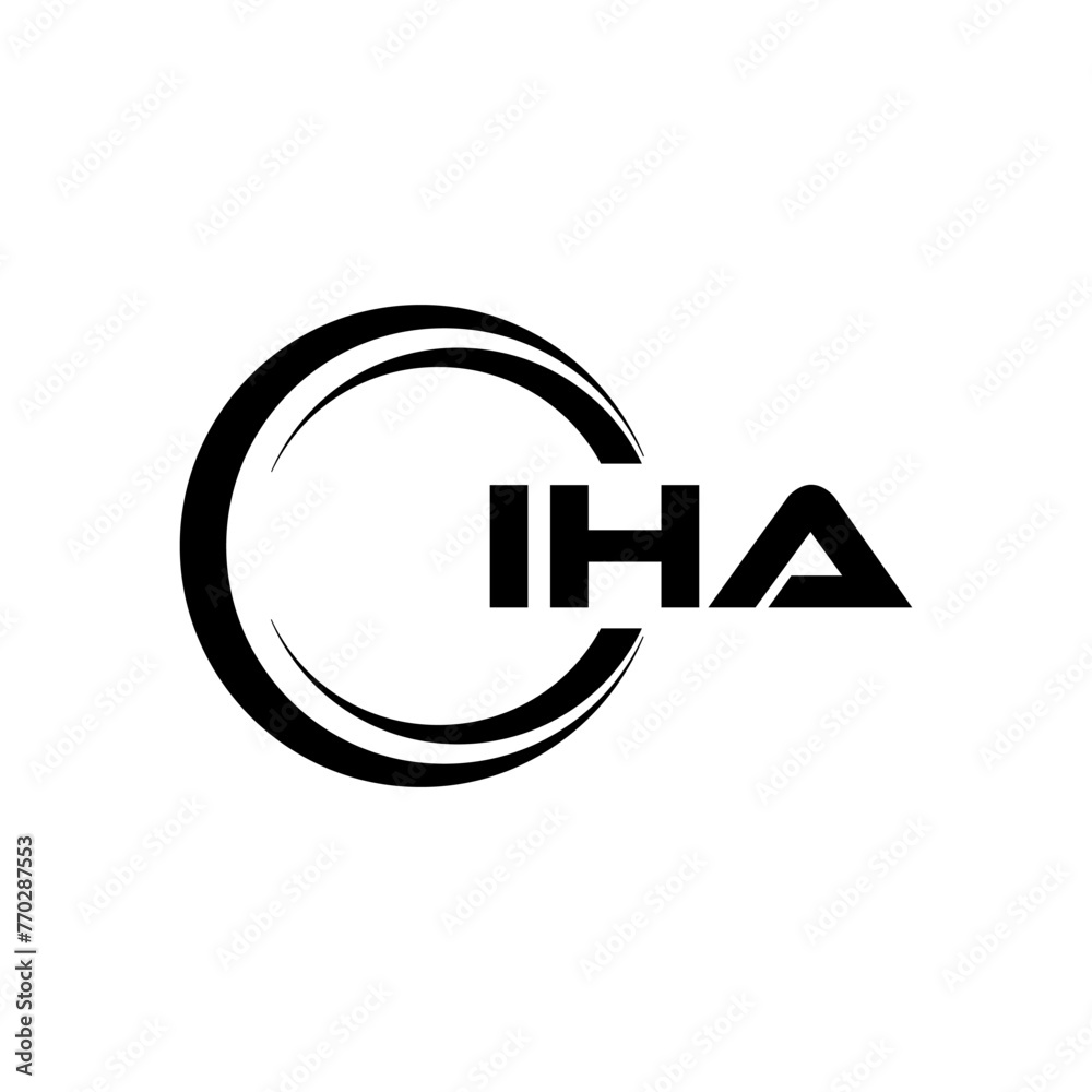 IHA letter logo design with white background in illustrator, cube logo ...