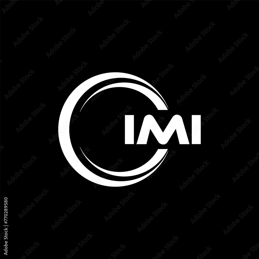 IMI letter logo design with black background in illustrator, cube logo ...