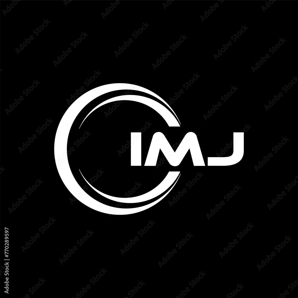 IMJ letter logo design with black background in illustrator, cube logo ...