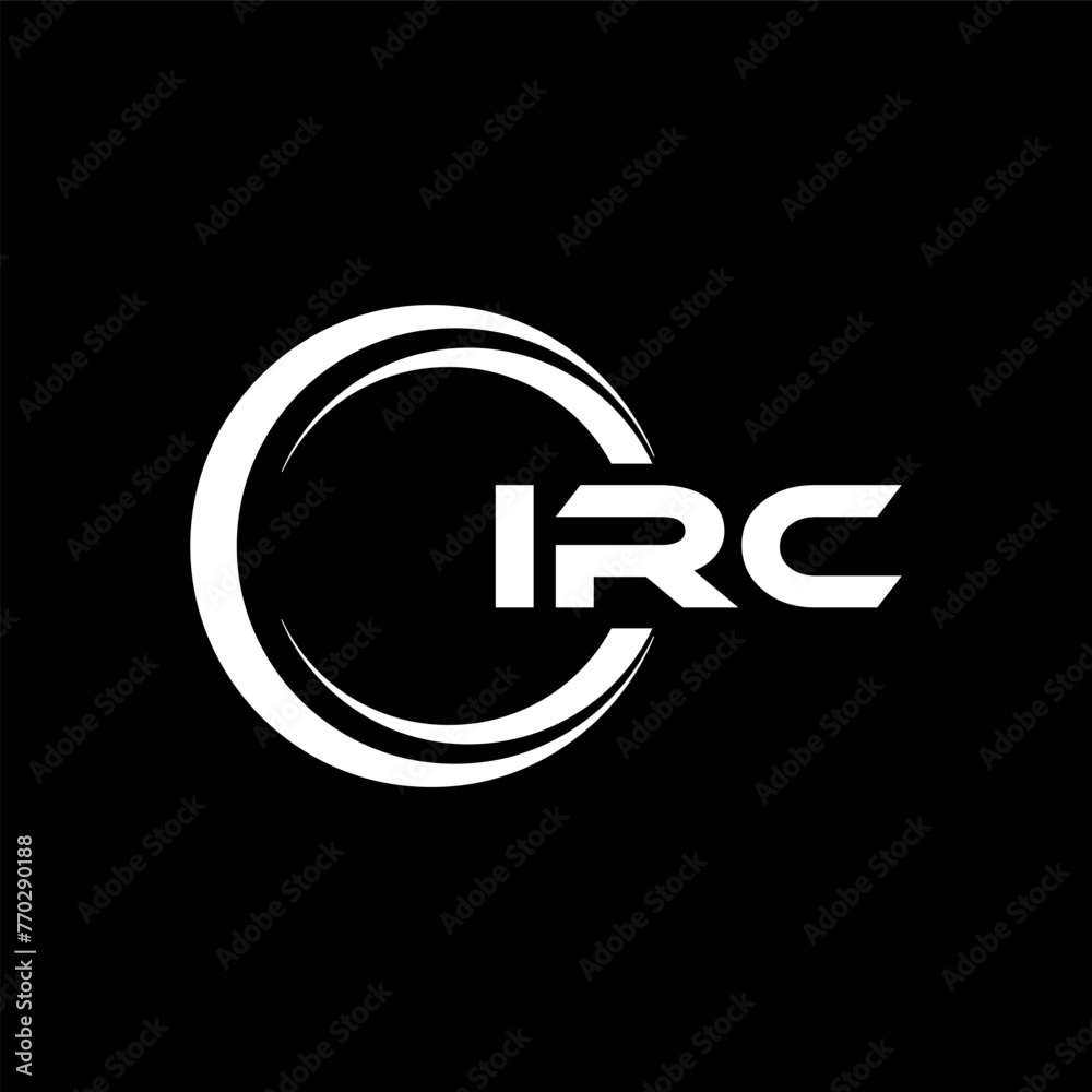 IRC letter logo design with black background in illustrator, cube logo ...