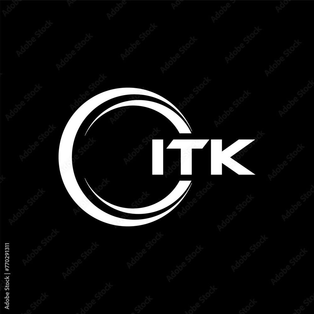 ITK letter logo design with black background in illustrator, cube logo ...