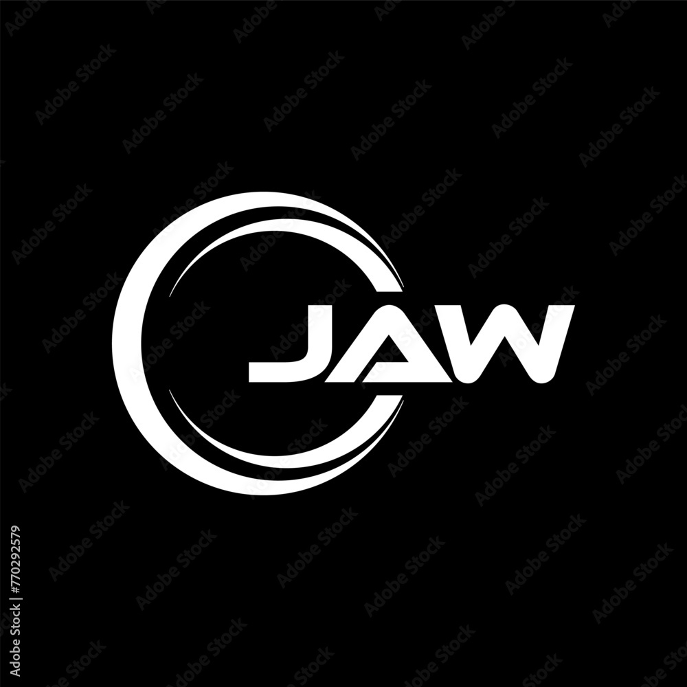 Vecteur Stock JAW letter logo design with black background in ...