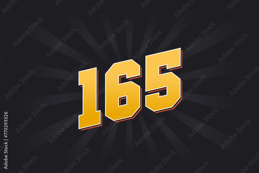 Number 165 vector font alphabet. Yellow 165 number with black ...