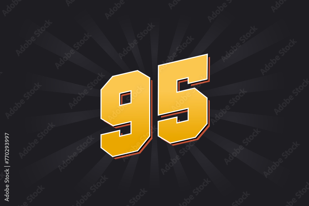 Number 95 vector font alphabet. Yellow 95 number with black background ...