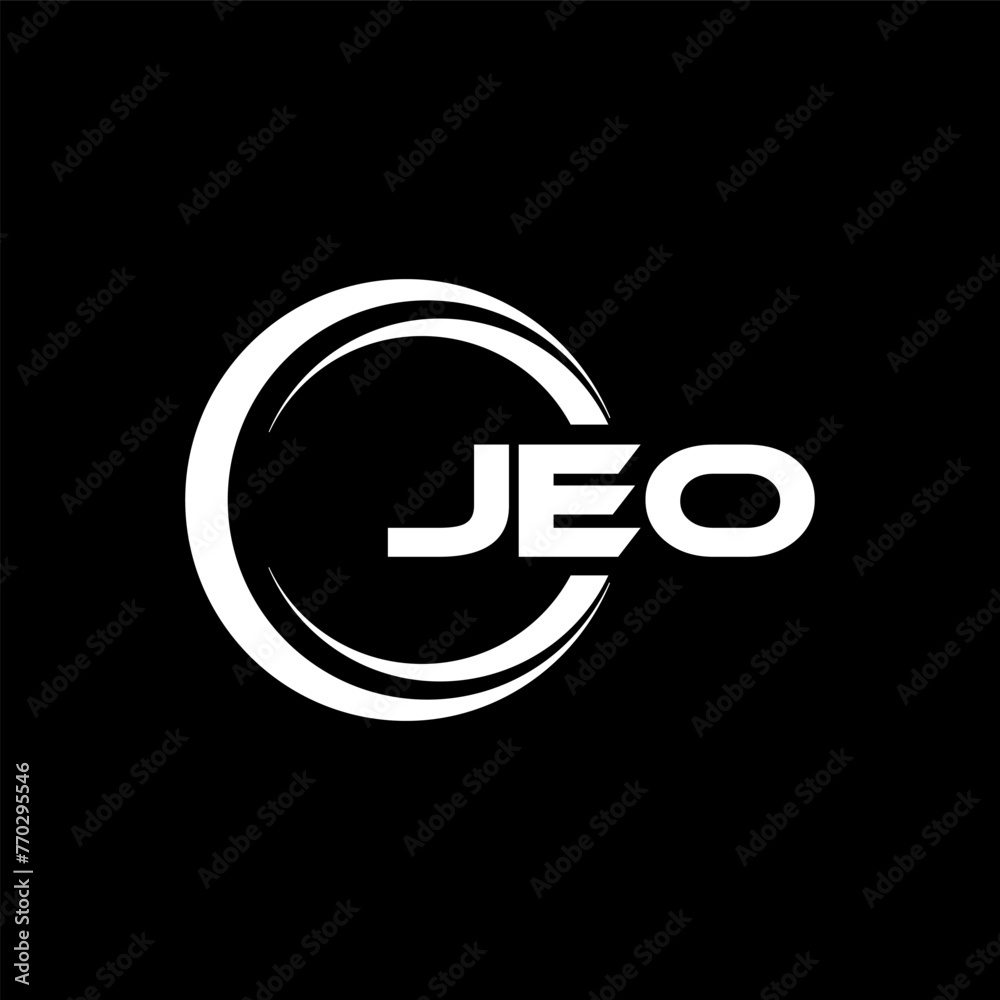 JEO letter logo design with black background in illustrator, cube logo ...