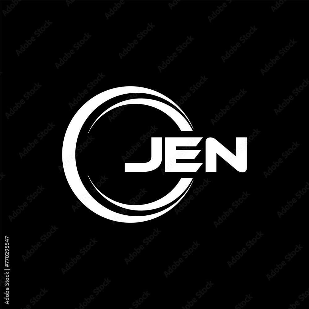 JEN letter logo design with black background in illustrator, cube logo ...