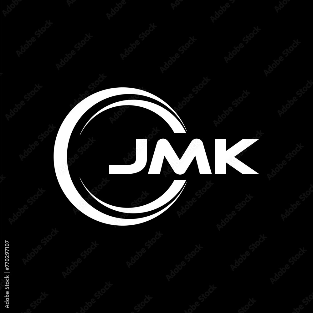 JMK letter logo design with black background in illustrator, cube logo ...