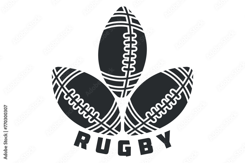Dynamic Rugby Vector Illustration, Bold Rugby Ball Vector Artwork ...