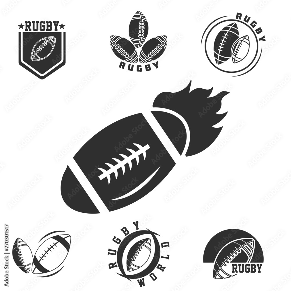 Dynamic Rugby Vector Illustration Bundle, Bold Rugby Ball Vector ...