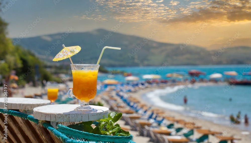 cocktail on the beach, cocktail with lemon and ice, wallpaper glass ...