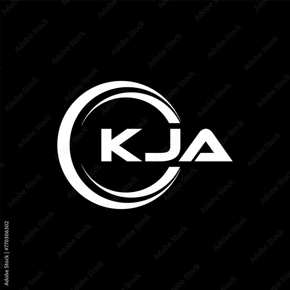 KJA letter logo design with black background in illustrator, cube logo ...