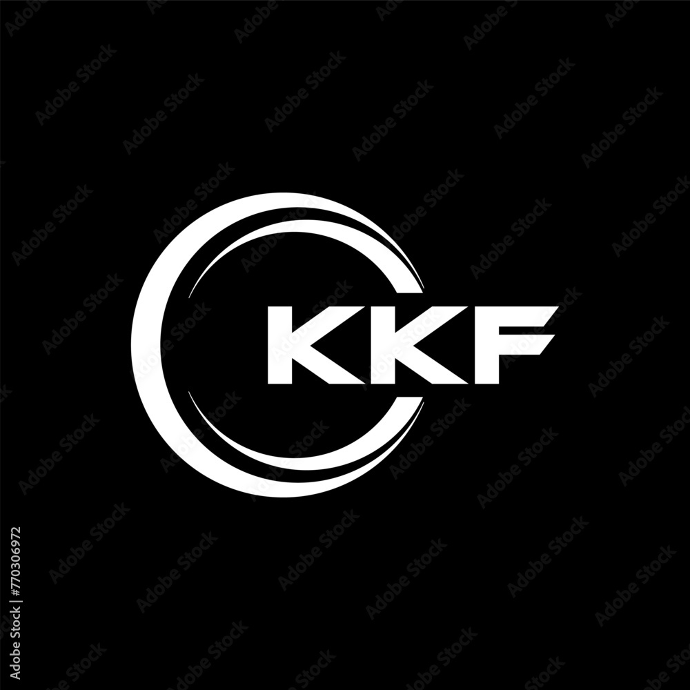 KKF letter logo design with black background in illustrator, cube logo ...