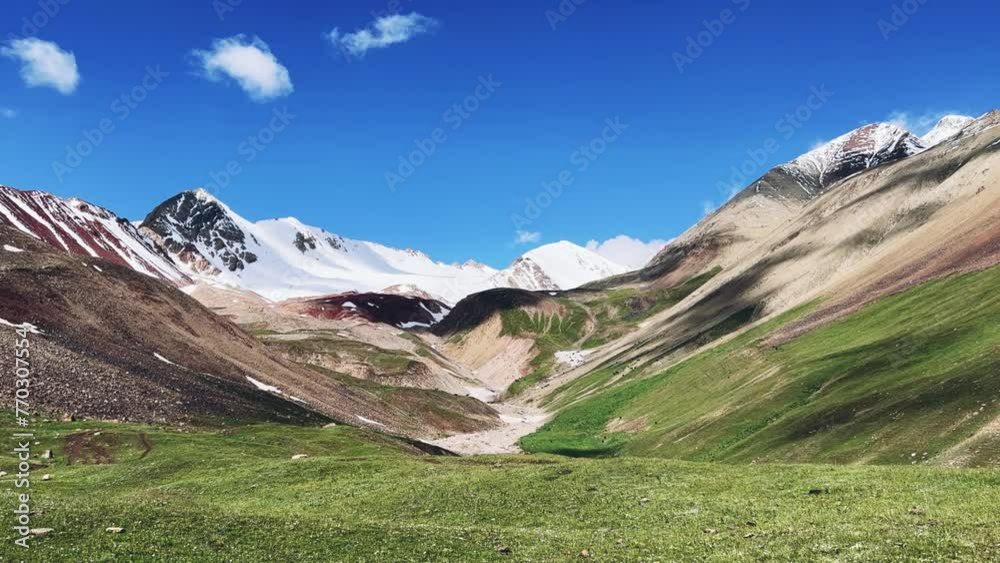 View of Lenin Peak, one of the highest peaks of Central Asia. The Pamir ...
