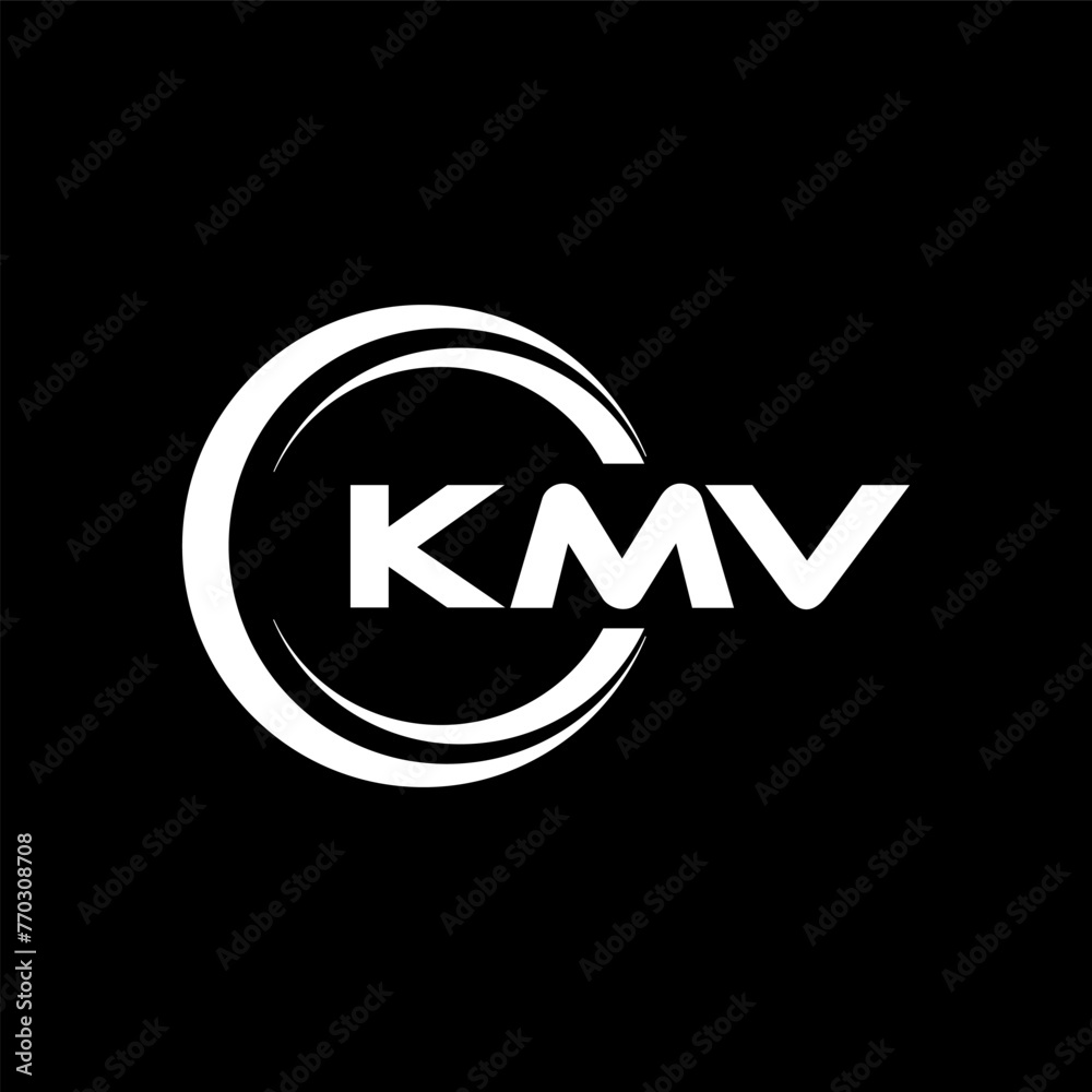 KMV letter logo design with black background in illustrator, cube logo ...
