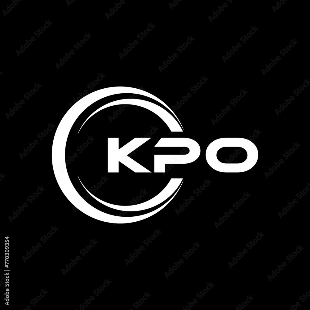 KPO letter logo design with black background in illustrator, cube logo, vector logo, modern ...