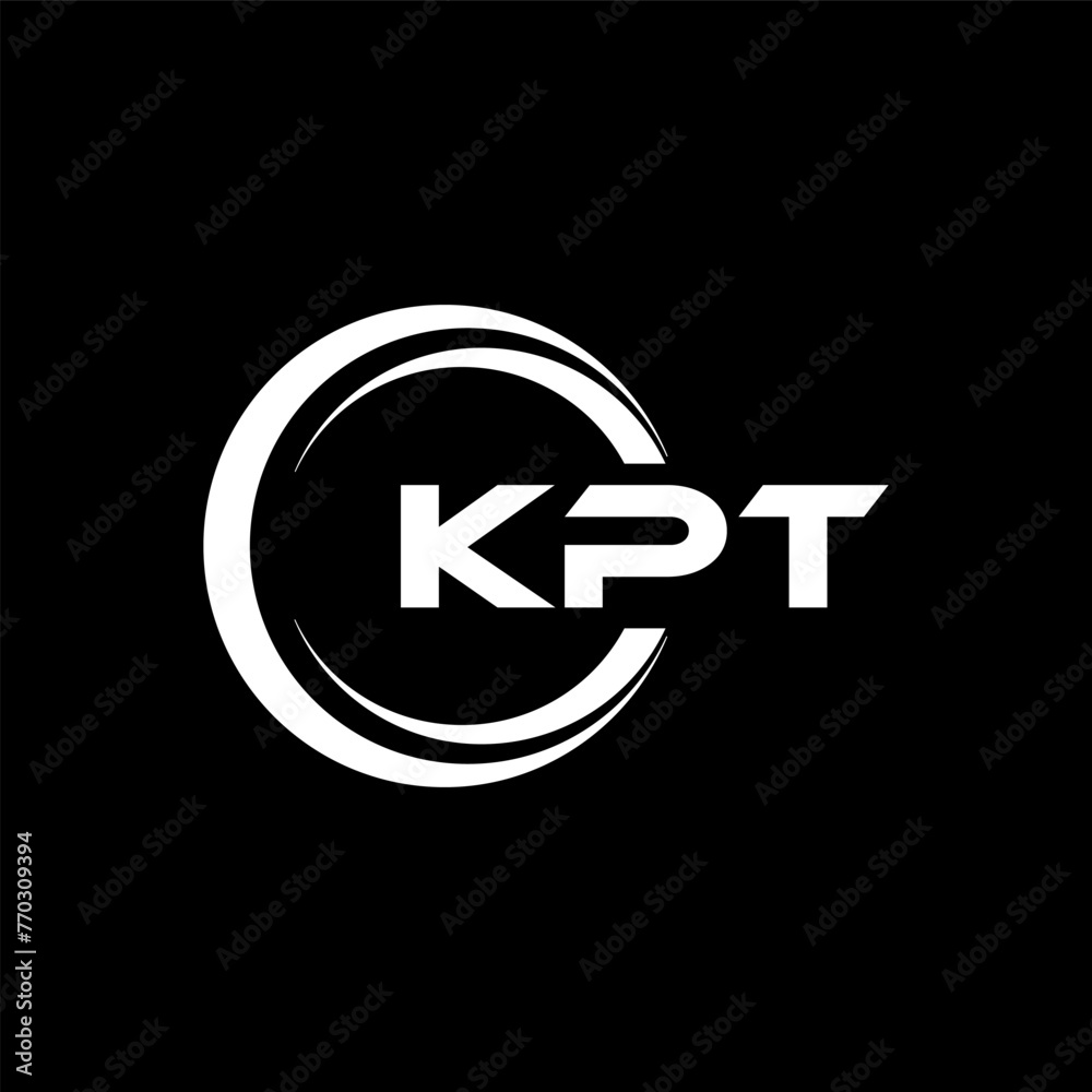 KPT letter logo design with black background in illustrator, cube logo ...