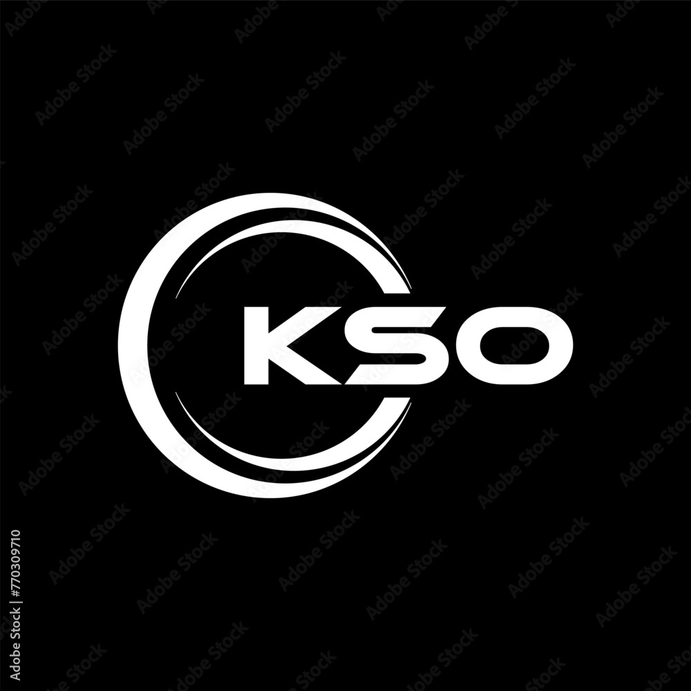 KSO letter logo design with black background in illustrator, cube logo ...