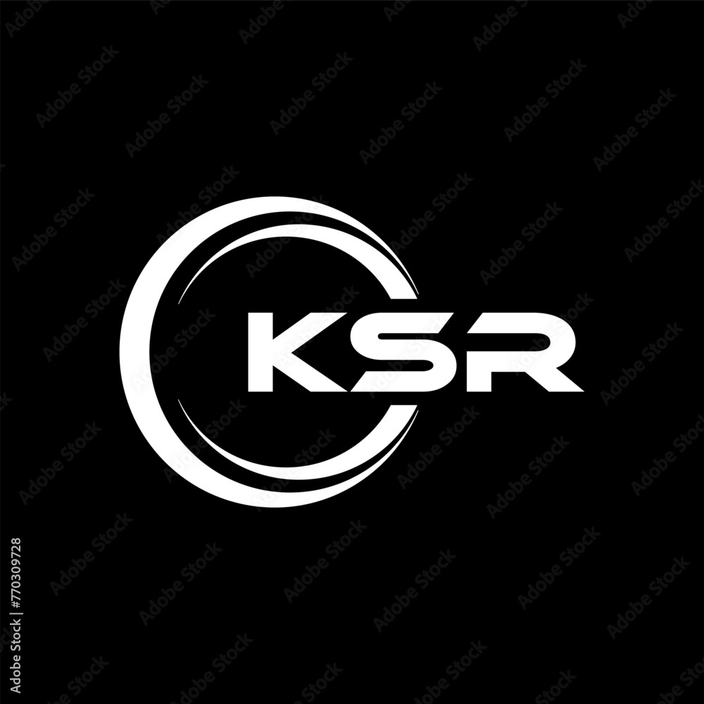 KSR letter logo design with black background in illustrator, cube logo ...