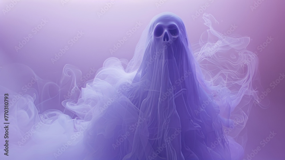 Digital artwork of a spectral ghost figure shrouded in a mystical ...