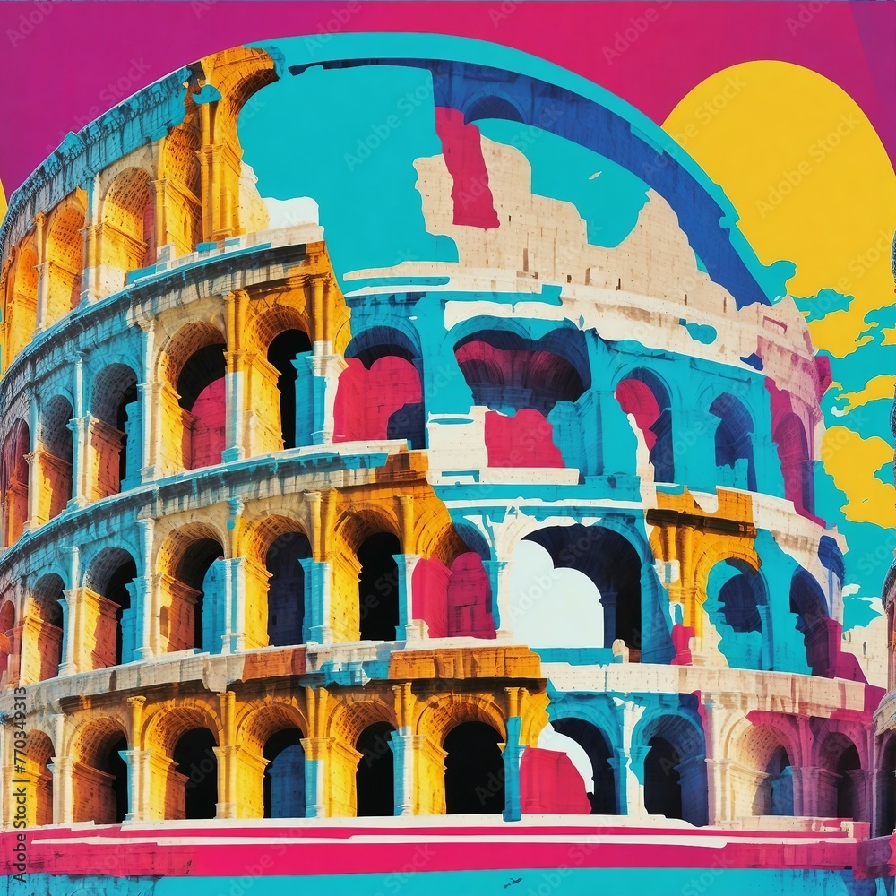 Colosseum in Pop Art Glory - AI-Generated Image Featuring the Iconic ...