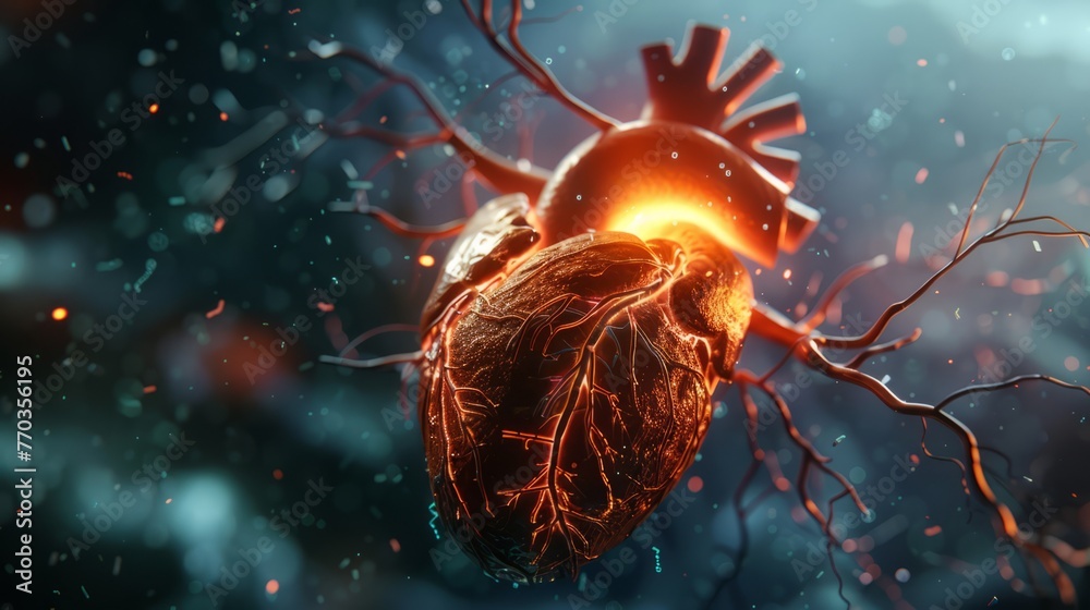 Depict the concept of Myocardial Infarction in a stock image, featuring ...
