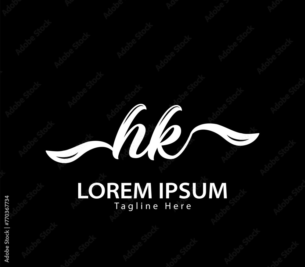 Initial handwriting letter HK logo design. HK logo design. HK logo ...