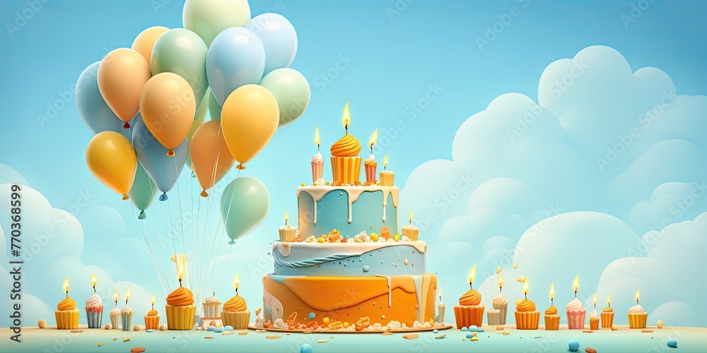 happy birthday cake and balloons background juego de corteje no pianta ...