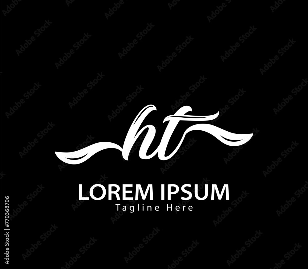 Initial handwritin letter HT logo design. HT logo design. HT logo ...