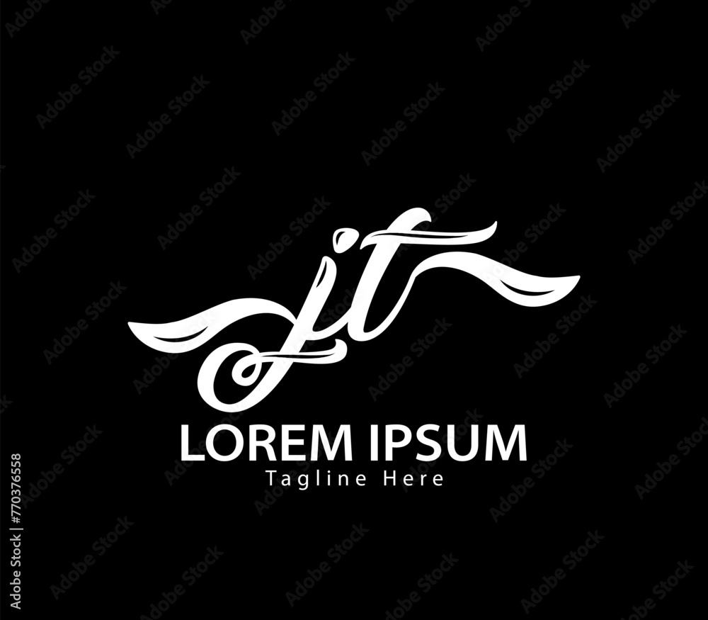 Initial handwriting letter JT logo design. JT logo design. JT logo ...