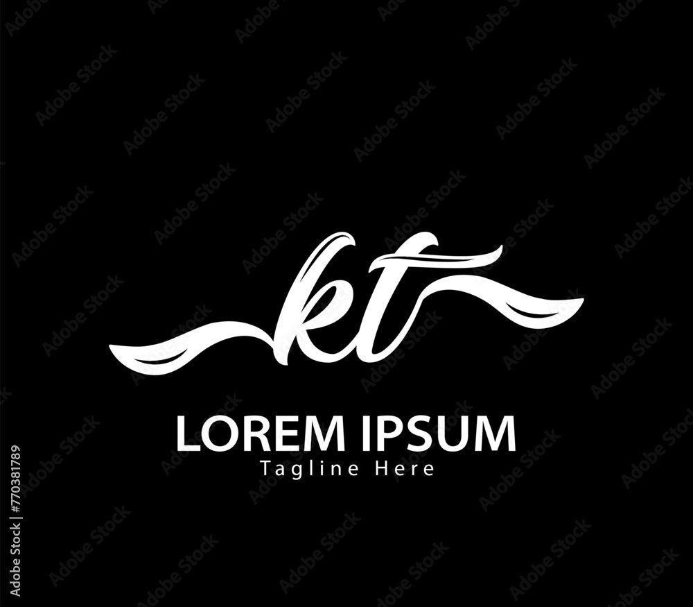 Initial handwriting letter KT logo design. KT logo design. KT logo ...