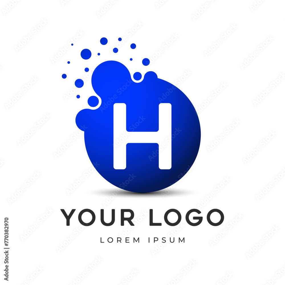 Letter H Logo with dots, Lettering unit with round digital pixels ...